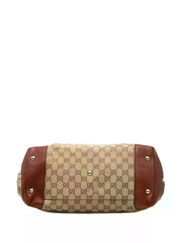 Gucci Gg Canvas Web Dressage Tote Bag - Brown