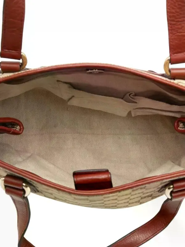 Gucci Gg Canvas Web Dressage Tote Bag - Brown