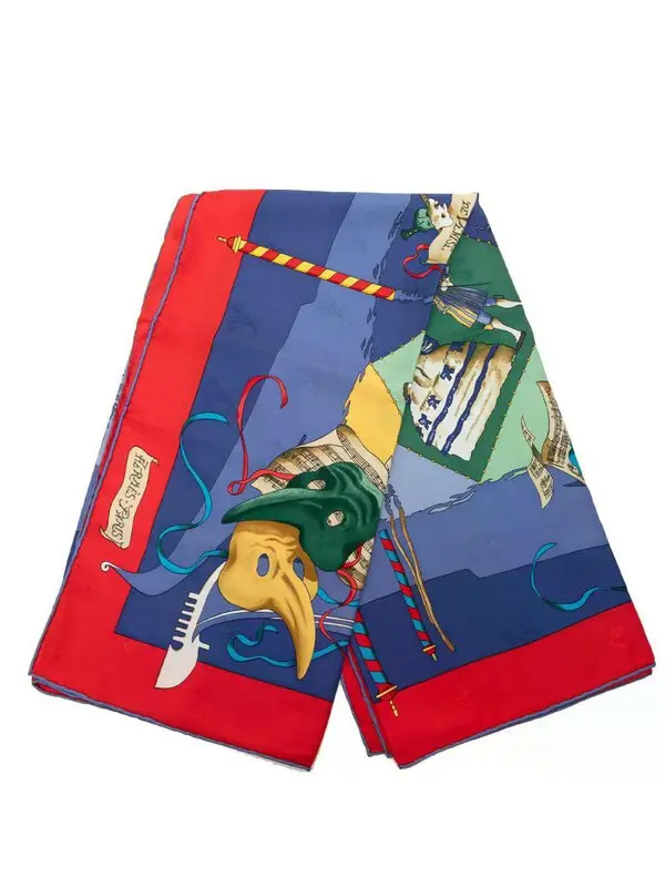 Hermès 1986-1998 Le Carnaval De Venise Silk Scarf Scarves - Blue