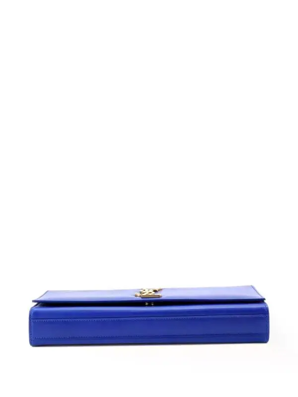 Saint Laurent Classic Monogram Leather Long Clutch Bag - Blue