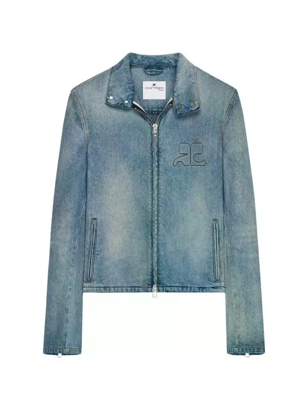COURREGES Stand-up Collar Denim Jacket - Blue