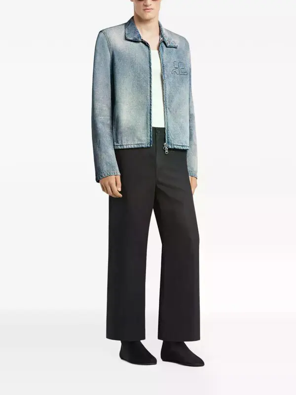 COURREGES Stand-up Collar Denim Jacket - Blue