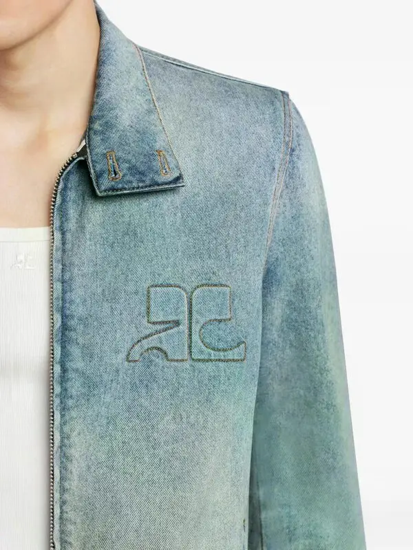 COURREGES Stand-up Collar Denim Jacket - Blue