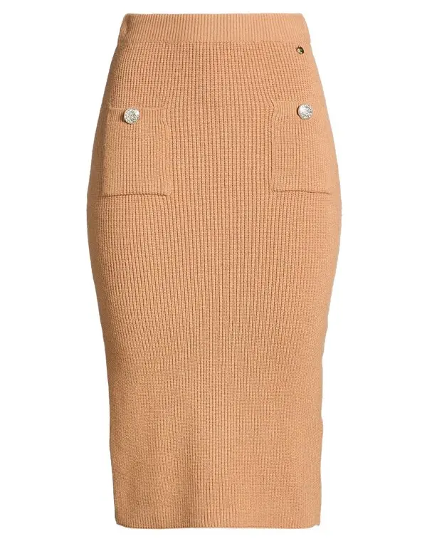 Liu Jo Midi Pencil Skirt With Embellished Pockets - Beige