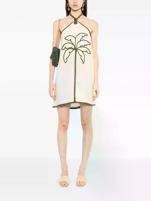Farm Rio Embroidered Mini Dress - Neutrals