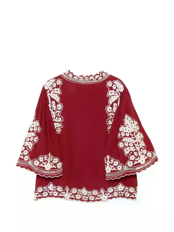 Farm Rio Floral-embroidered Blouse