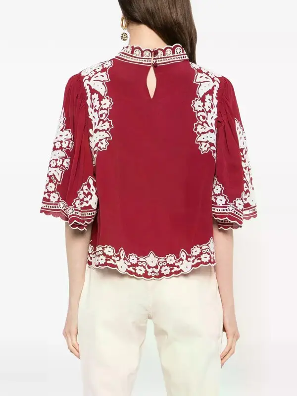Farm Rio Floral-embroidered Blouse