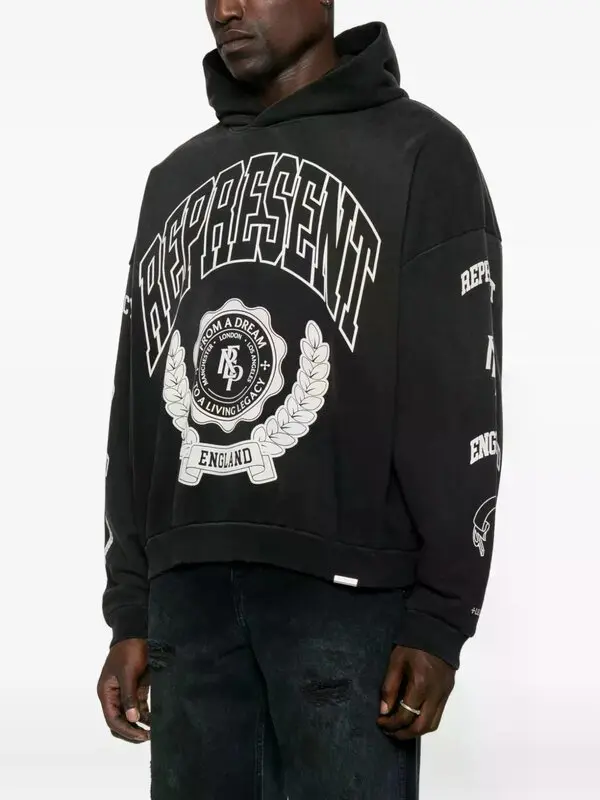 REPRESENT Legacy Crest Hooded Sweatshirt - Black