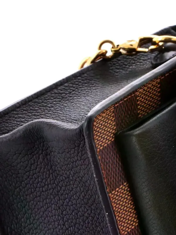 LOUIS VUITTON Vavin Chain Wallet Nm Damier With Leather Crossbody Bag - Black