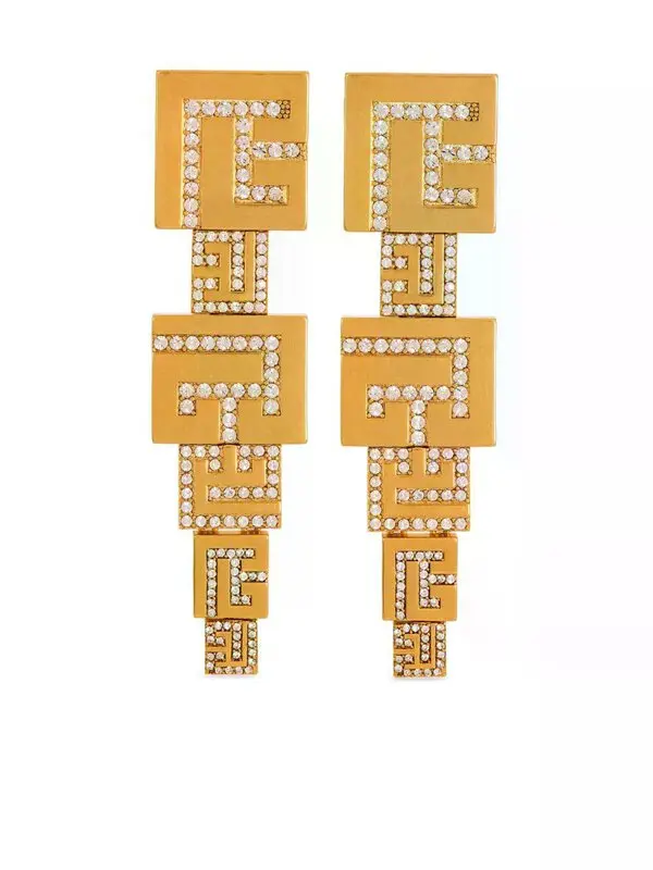 Balmain Pb-logo Pendant Earrings - Gold
