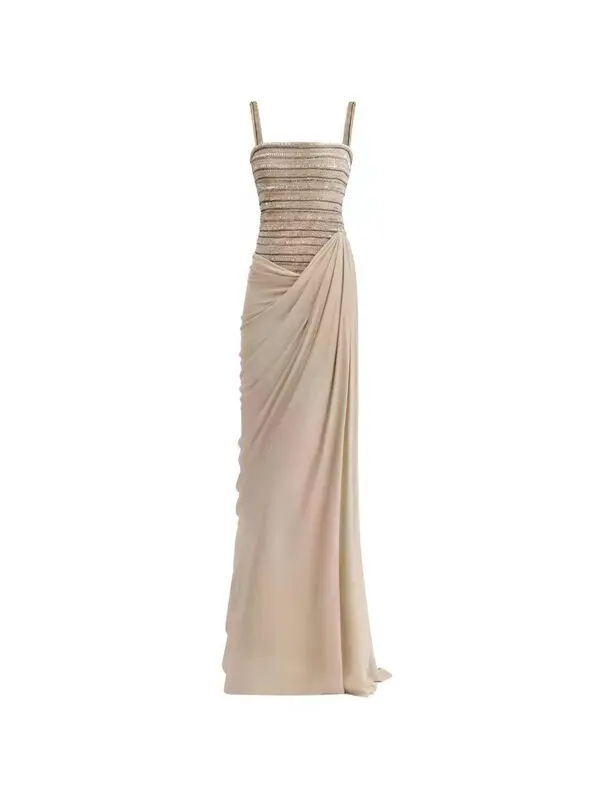 GEMY MAALOUF Squared-neck Beaded Gown