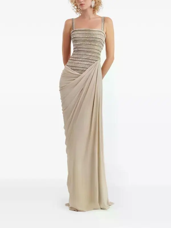GEMY MAALOUF Squared-neck Beaded Gown