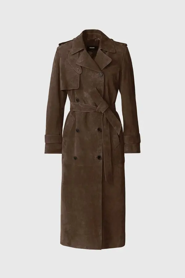 Mackage Gael-su Maxi Suede Trench Coat - Umber