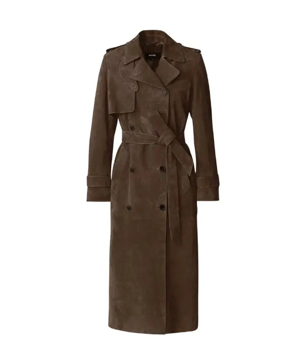 Mackage Gael-su Maxi Suede Trench Coat - Umber