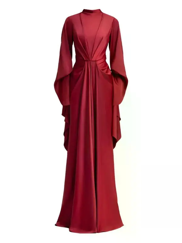 GEMY MAALOUF Draped-waist Ruffled-sleeve Maxi Dress