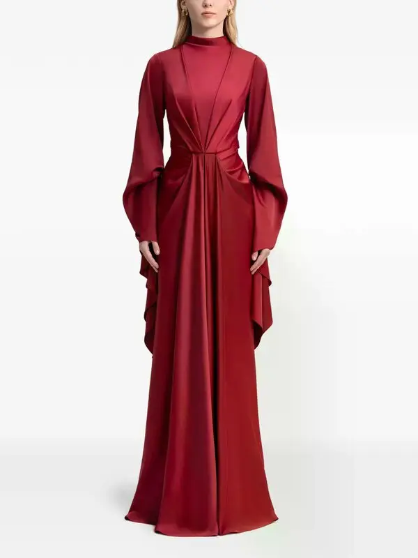 GEMY MAALOUF Draped-waist Ruffled-sleeve Maxi Dress