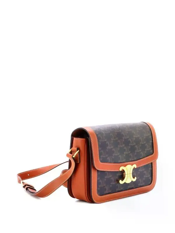 Celine Triomphe Coated Canvas Medium Shoulder Bag - Brown