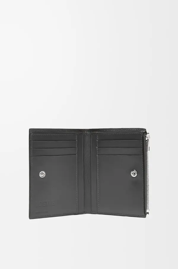 Loewe Slim Compact Wallet In Soft Grained Leather Skin - Anthracite