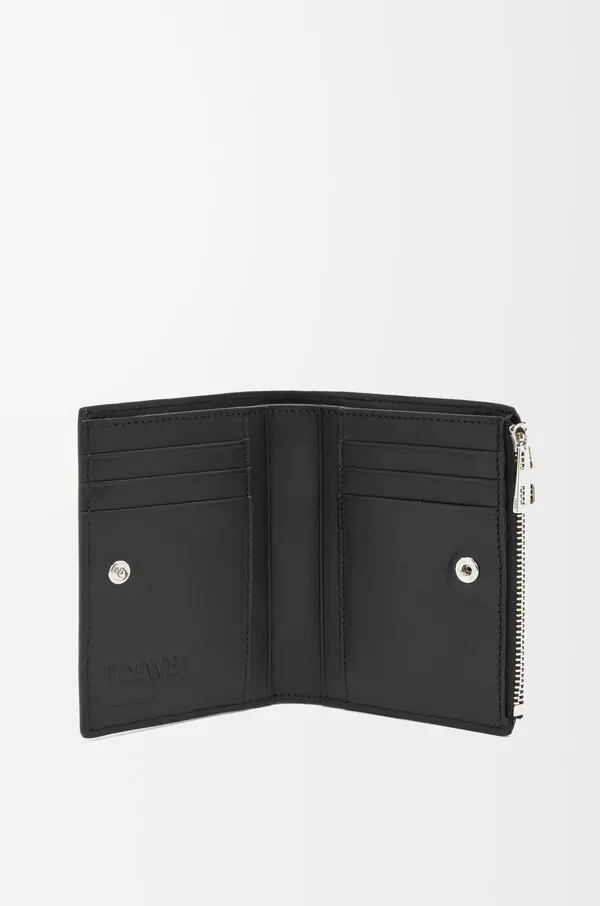 Loewe Slim Compact Wallet In Soft Grained Leather Skin - Black