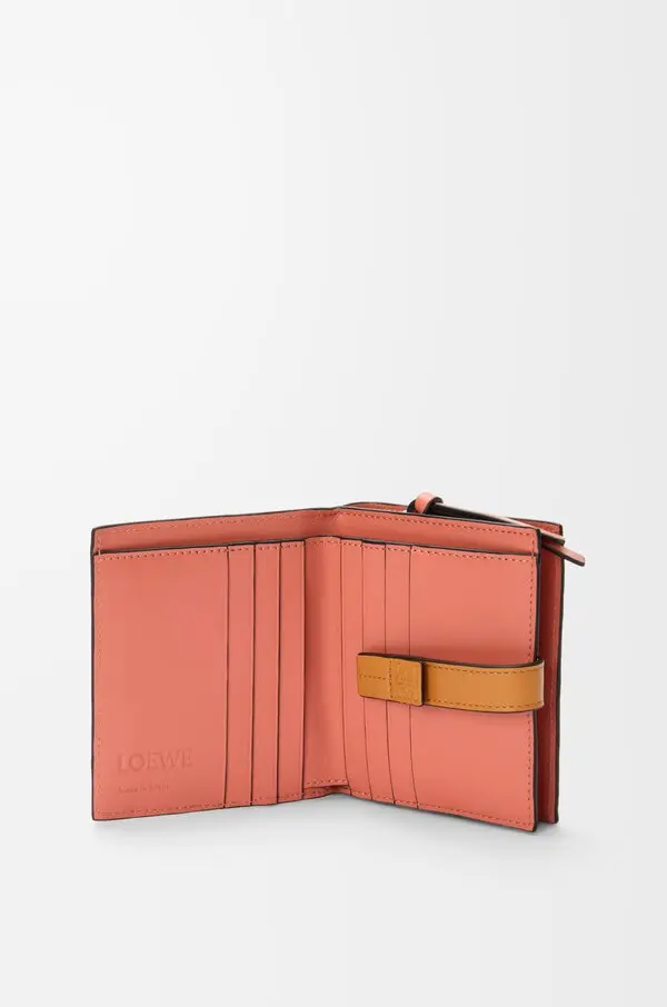Loewe Compact Zip Wallet In Soft Grained Leather Skin - Light Oat/honey