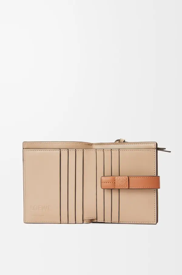 Loewe Compact Zip Wallet In Soft Grained Leather Skin - Toffee/tan