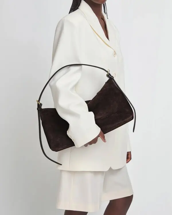 ATP ATELIER Castellare Shoulder Bag In Walnut Suede And Vacchetta