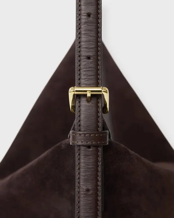 ATP ATELIER Castellare Shoulder Bag In Walnut Suede And Vacchetta