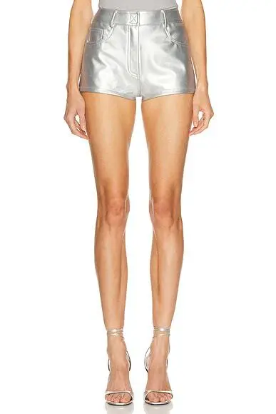 Norma Kamali High-waisted Jean Short - Silver