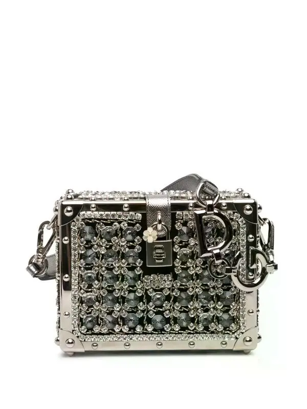 Dolce & Gabbana Rhinestone Embellished Jacquard Dolce Box Bag