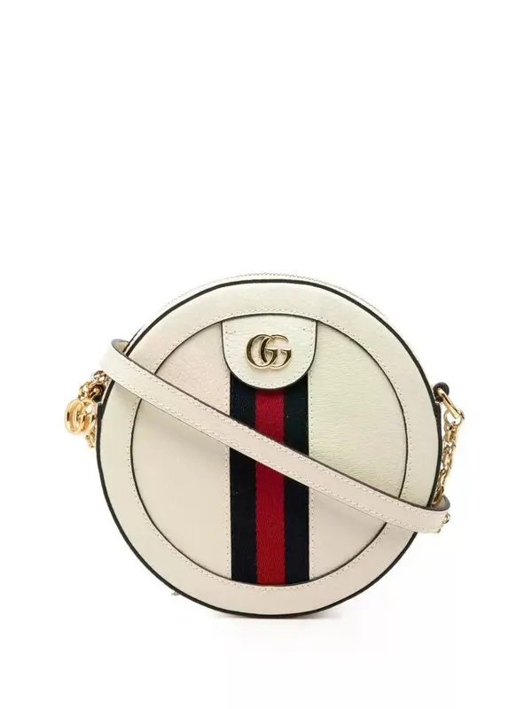 Gucci 2016-2026 Mini Leather Ophidia Round Crossbody Bag - White