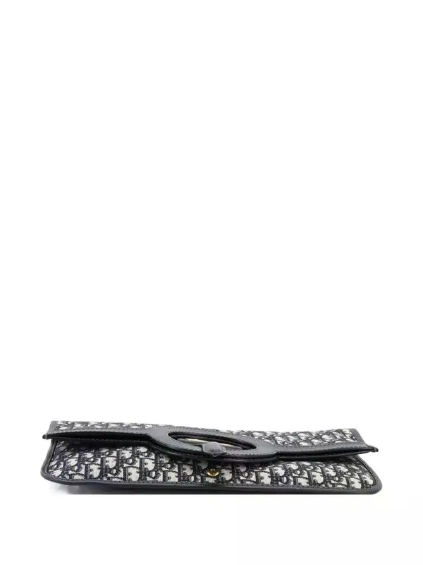 Dior Fold Over Oblique Canvas Clutch Bag - Blue
