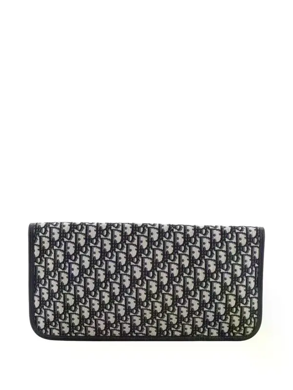 Dior Fold Over Oblique Canvas Clutch Bag - Blue
