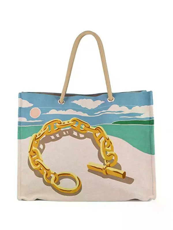 Hermès 2020-2025 Toile Escale A La Plage Beach Bag - Blue