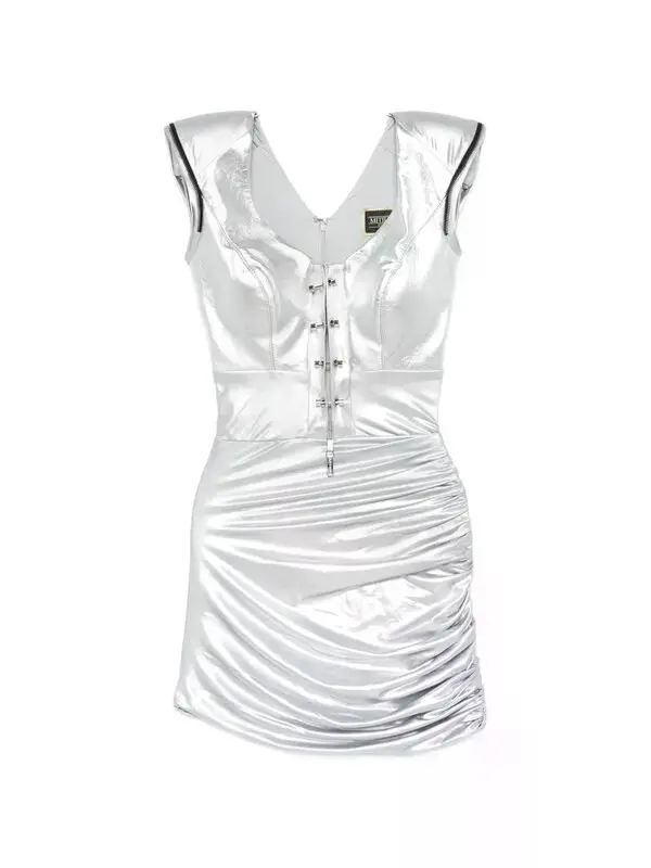 MITILIANE COUTURE Piercing Leather-panel Mini Dress