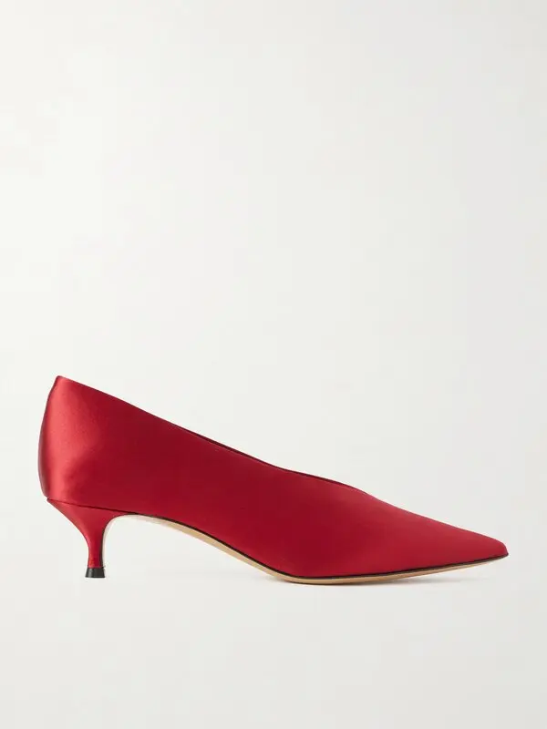 Le Monde Beryl Babouche" Satin Pumps - Red
