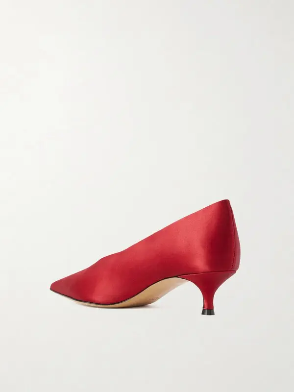 Le Monde Beryl Babouche" Satin Pumps - Red