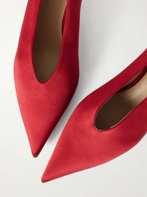 Le Monde Beryl Babouche" Satin Pumps - Red