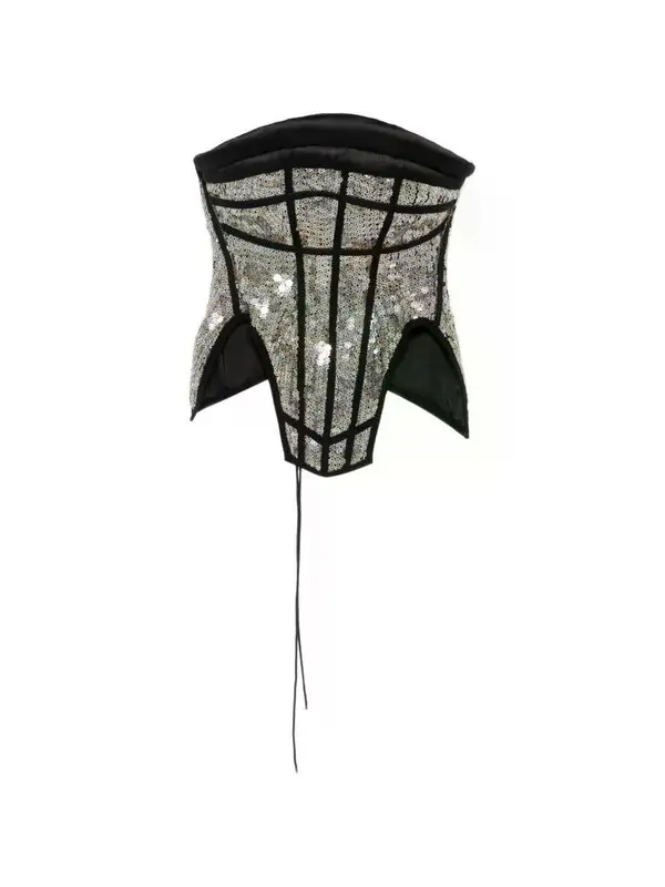 MITILIANE COUTURE Sequin-embellished Corset Top - Silver