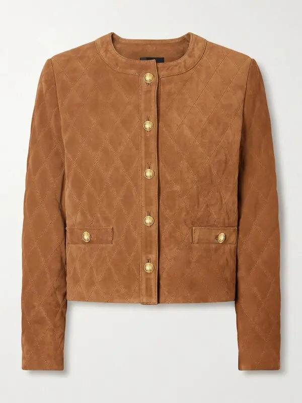 NILI LOTAN Amy Quilted Suede Jacket