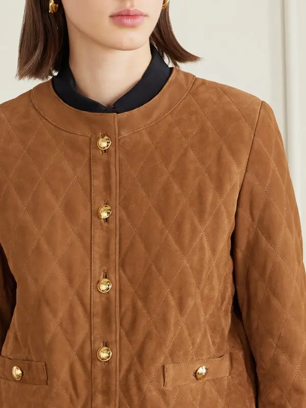 NILI LOTAN Amy Quilted Suede Jacket
