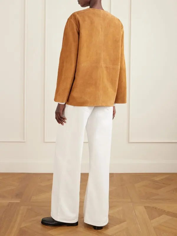 RÓHE Mandarin Paneled Suede Jacket