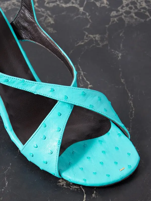 Khaite Liria Ostrich Sandals - Blue