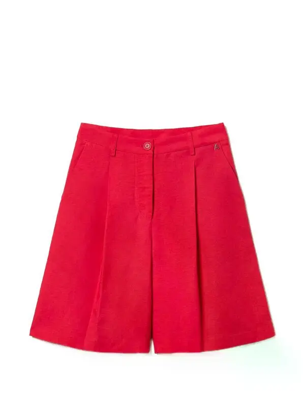 TWINSET Pleated Linen Bermuda Shorts