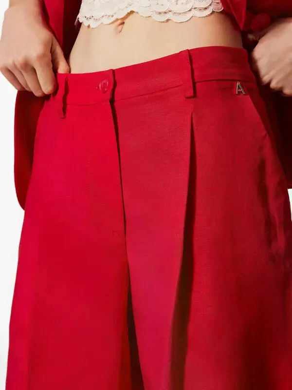 TWINSET Pleated Linen Bermuda Shorts