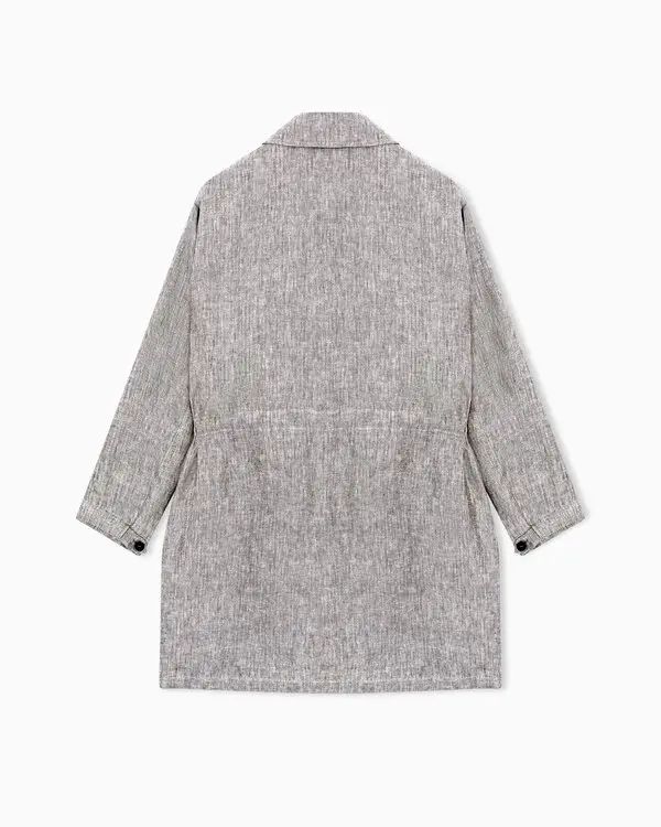 Giorgio Armani Mélange Linen Pea Coat - Grey