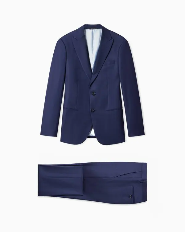 Giorgio Armani Soho Line, Single-breasted, Micro-armure Wool Suit - Blue