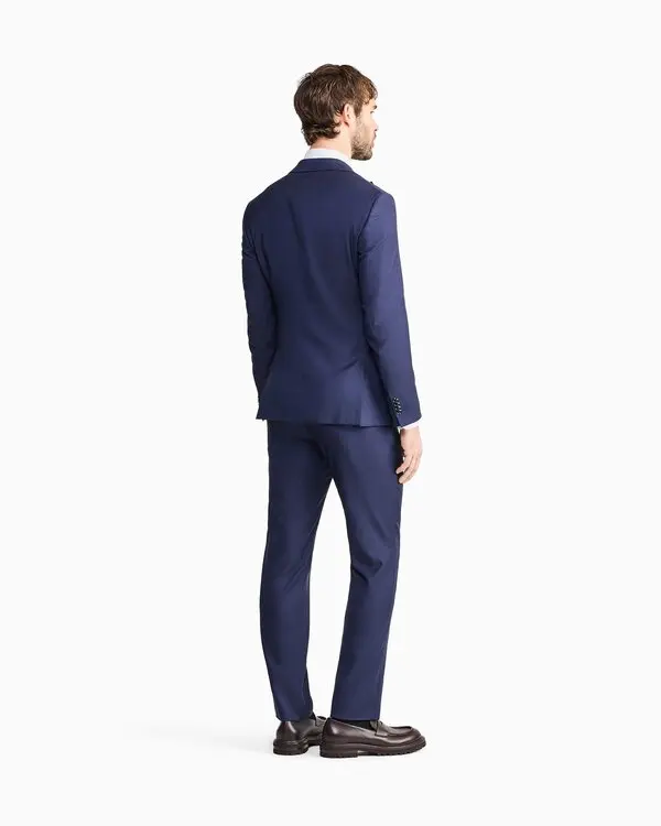 Giorgio Armani Soho Line, Single-breasted, Micro-armure Wool Suit - Blue