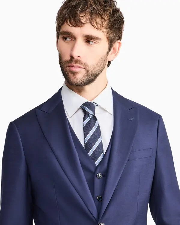 Giorgio Armani Soho Line, Single-breasted, Micro-armure Wool Suit - Blue