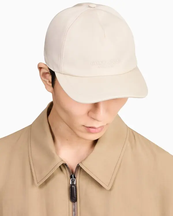 Giorgio Armani Technical Fabric Baseball Cap With Logo - Beige