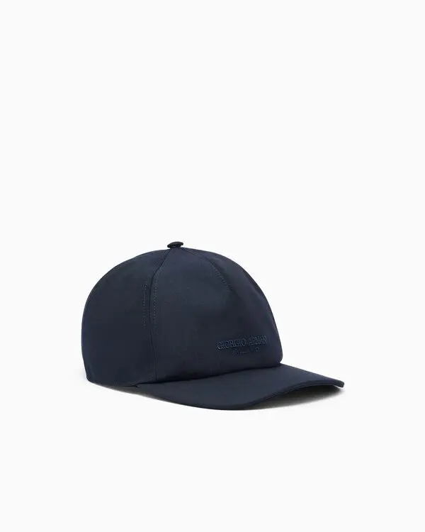 Giorgio Armani Technical Fabric Baseball Cap With Logo - Navy Blue